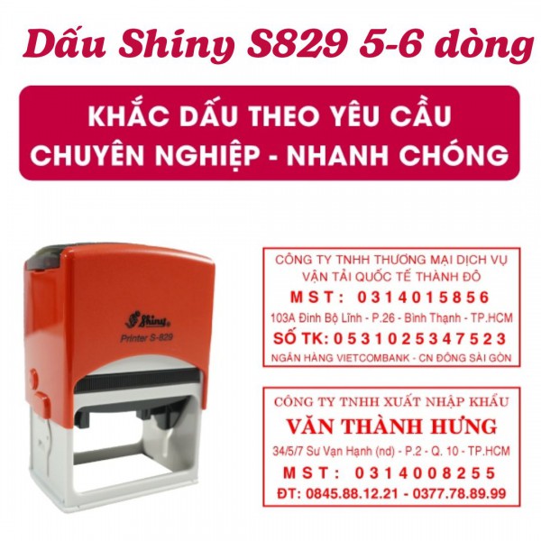 Dấu Shiny S829 5-6 dòng | VPP Khánh Ngọc