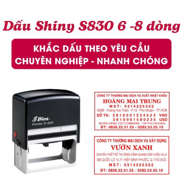 Dấu Shiny S830 6-8 dòng | VPP Khánh Ngọc
