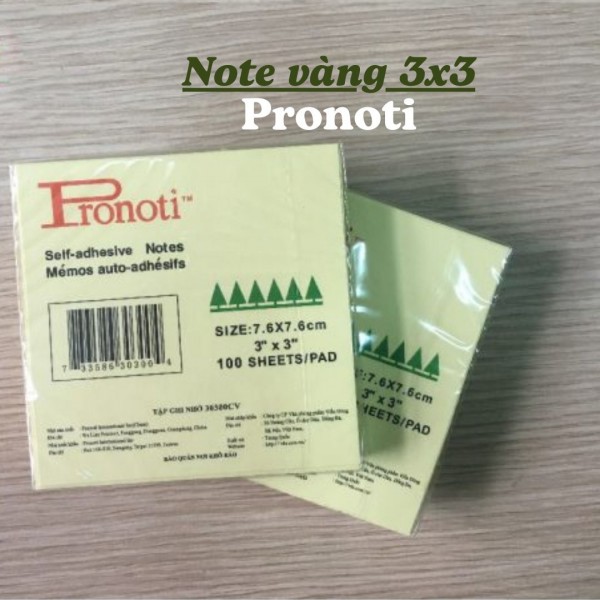 Giấy note vàng 3x3 Pronoti | VPP Khánh Ngọc