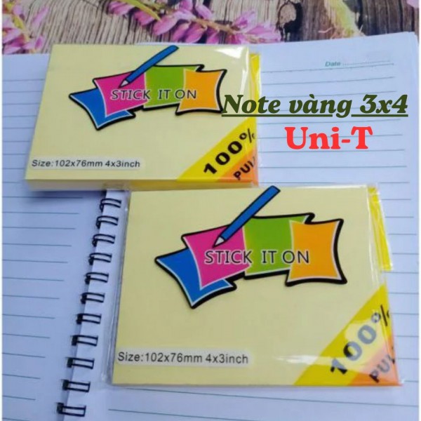 Giấy note vàng 3X4 Uni-T | VPP Khánh Ngọc