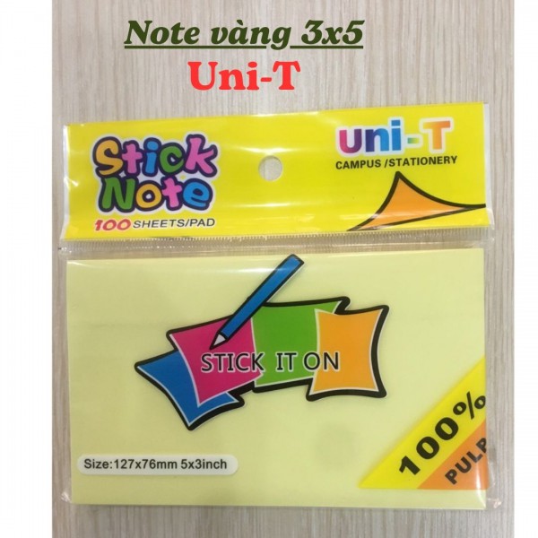 Giấy note vàng 3X5 Uni-T | VPP Khánh Ngọc