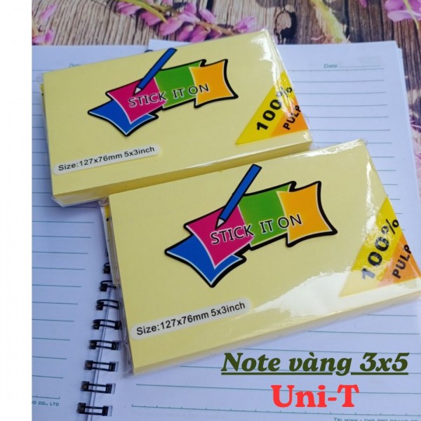 Giấy note vàng 3X5 Uni-T | VPP Khánh Ngọc