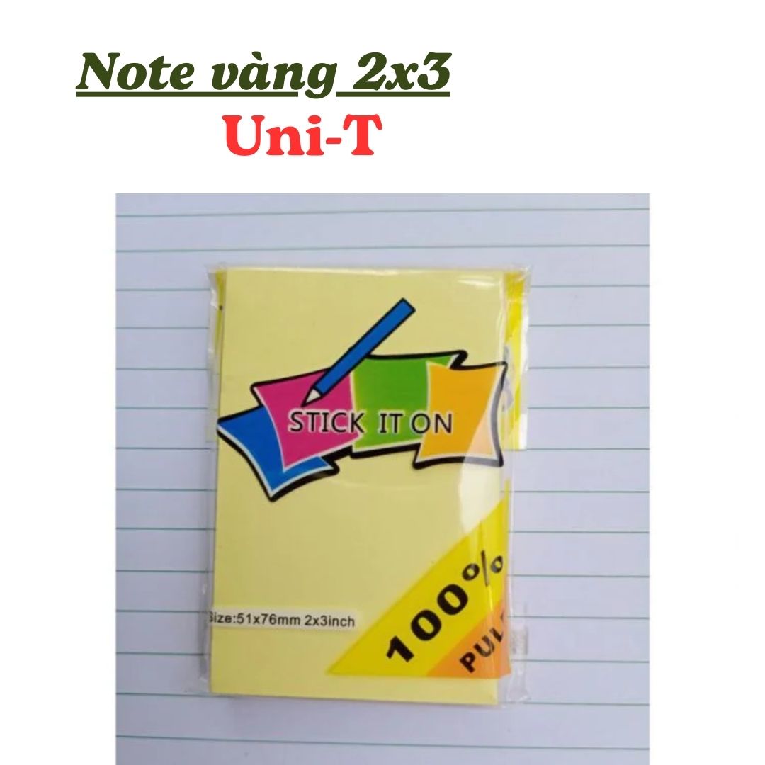 Giấy note vàng 2X3 Uni-T | VPP Khánh Ngọc